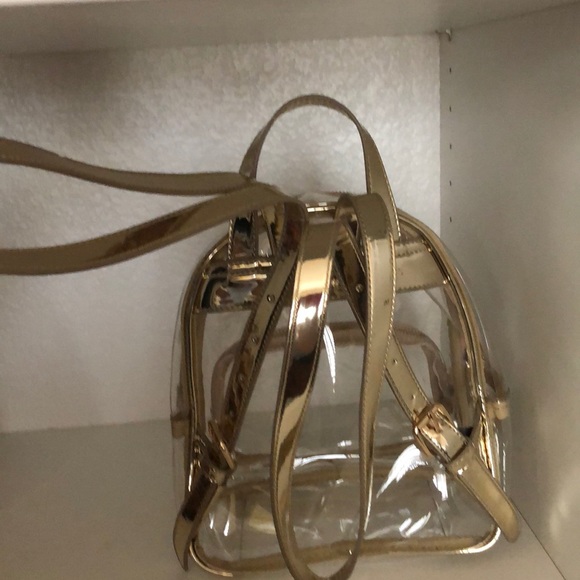 Bags | Nwt See Through Mini Back Pack With Gold Zipper | Poshmark